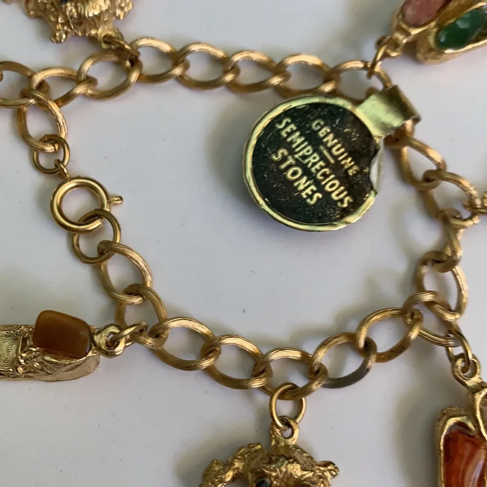 Jewelry | Vintage Semi Precious Dog And Shoes Stones Charms | Poshmark